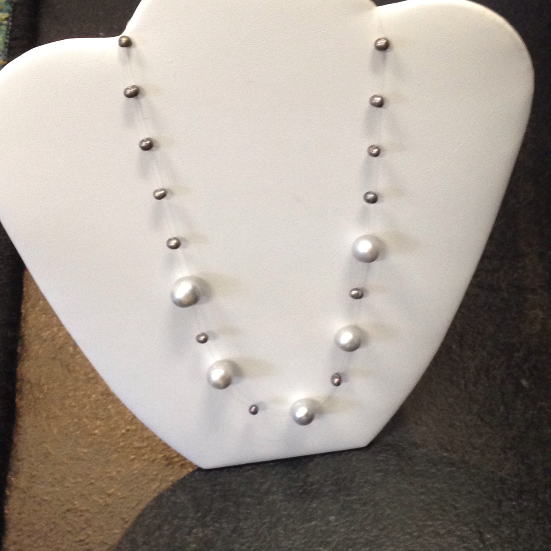 Floating Black And Silver Freshwater Pearls