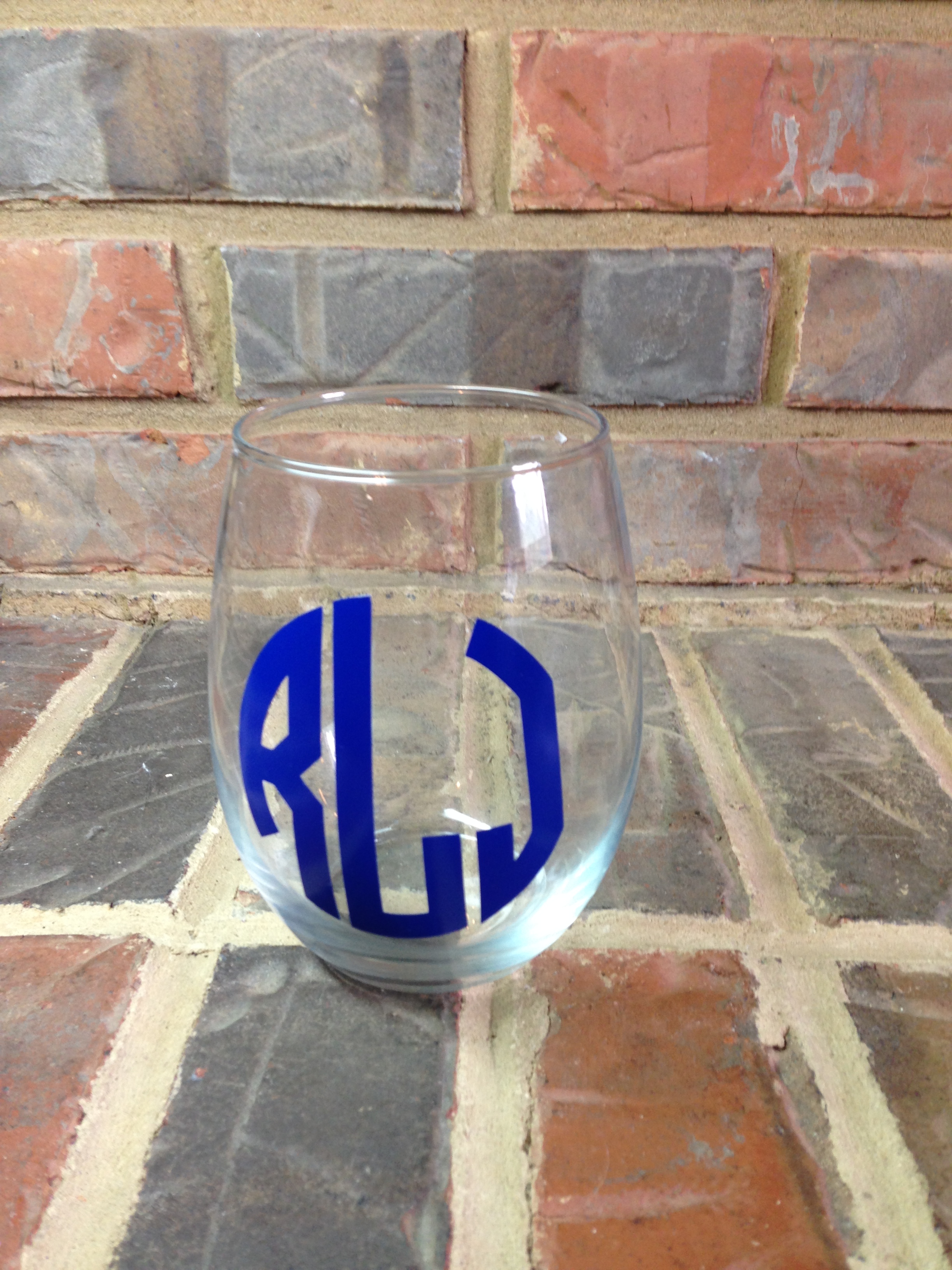 Monogrammed Stemless Wine Glass